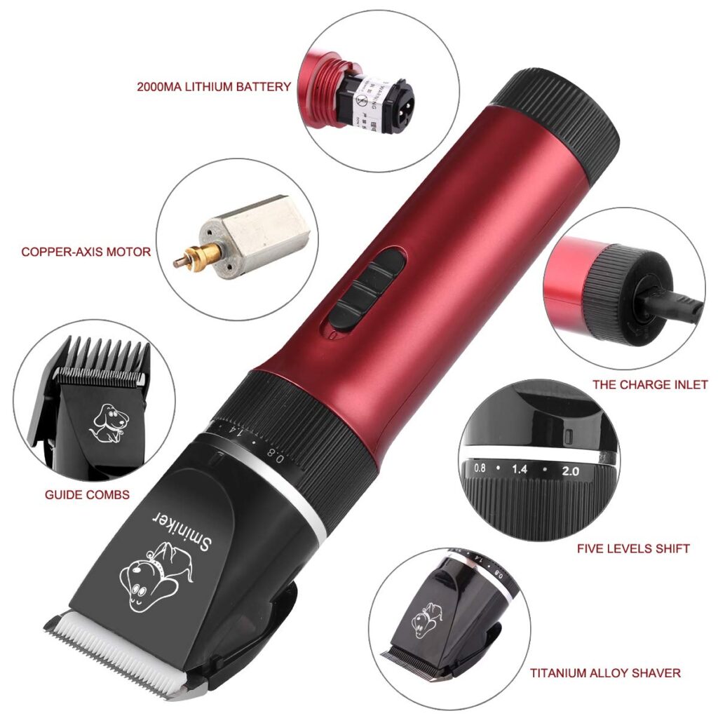 Sminiker Low Noise Dog Clippers 5 Speed Professional Animal Clippers ...