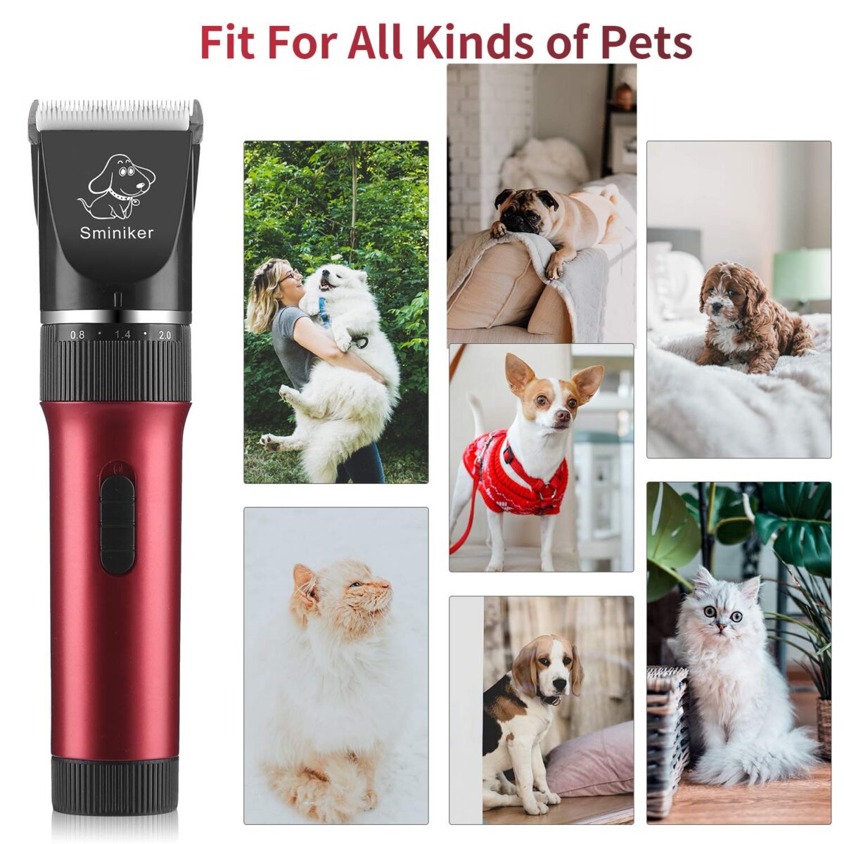 Sminiker Low Noise Dog Clippers 5 Speed Professional Animal Clippers ...